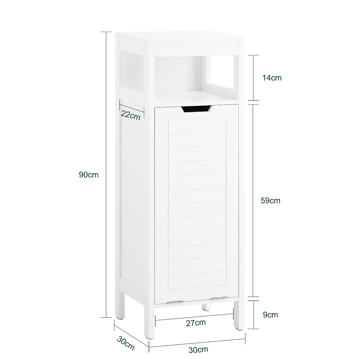 Haotian Bathroom Laundry Cabinet with Basket, Tilt-Out Laundry Hamper, Bathroom Storage Cabinet Unit with Open Shelf, White BZR122-W