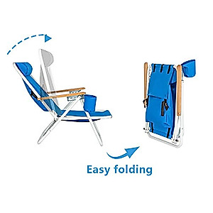 Kcelarec Folding Camping Chair,Portable Outdoor Chair Lightweight Folding Lounge Chair with Cup Holder, Adjustable Headrest
