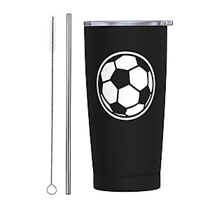 CHASOEA Soccer Tumbler 20oz Funny Stainless Steel Insulated Tumblers with Lid and Straw Sport Travel Coffee Mug Tea Wine Cups Water Bottle Sport Gifts for Women Men Sports Lover