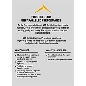 True Athlete Natural Whey Protein - Chocolate, 20g of Protein per Serving - Probiotics for Digestive Health, Hormone Free (1.5 Pound Powder)