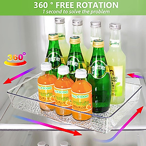 WIFER Lazy Susan Organizer for Refrigerator, Clear Turntable Rectangular Fridge Organizers Storage Rack, Rotating Square Tray for Countertop, Cabinet, Table, Shelf, Pantry, Kitchen - 12.2 inch