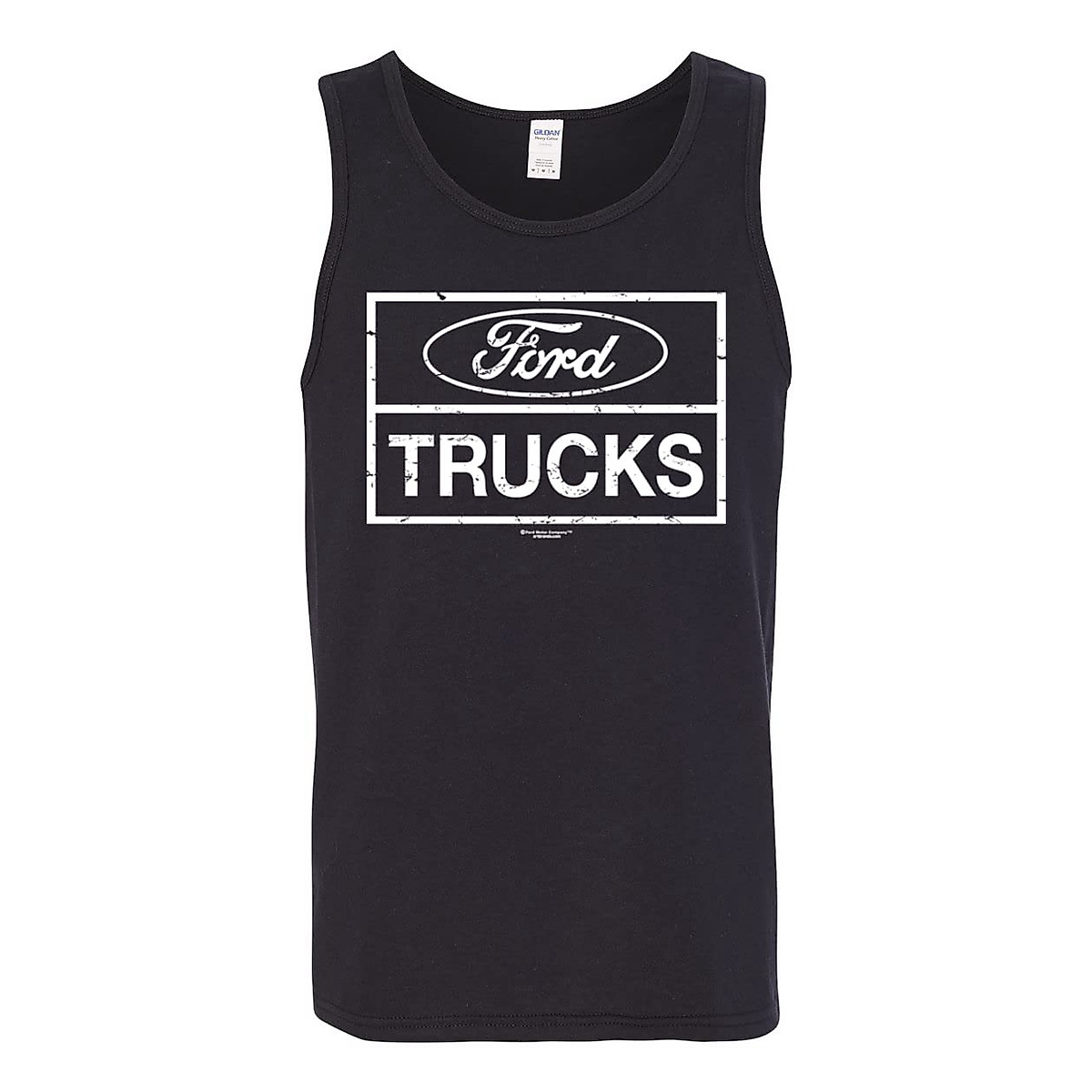 Ford Truck Vintage White Plaque Officially Licensed Cars and Trucks Mens Graphic Tank Top, Black, X-Large