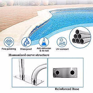 BTZHY Pool Railings, 304 Stainless Steel Handle, Humanized Swimming Pool Handrails w/Screw Accessories for Garden Backyard Pools Easy to Install (1PCS)