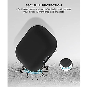 Homstect Compatible with Airpods 3 Case, Triple-Layer Protective Silicone Case for AirPods 3rd Generation (2021 Released) Charging Case Cover, Shockproof and Skin-Friendly, Front LED Visible-Black