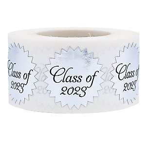 Class of 2023 Stickers Graduation Envelope Seals Metallic Silver 1 Inch 500 Adhesive Labels