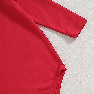 mlpeerw Newborn Baby Girl Christmas Outfit Infant Xmas Dress Clothes Ruffled Long Sleeve Romper Plaid Skirt Headband 3pcs (Red, 9-12 Months)