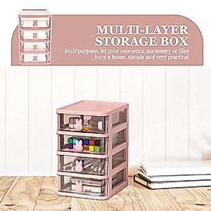 Tofficu 4 Drawer Plastic Storage, Clear Clear Plastic Drawers Storage, 5.3 * 6.7 * 8.3inch Drawer Plastic Drawer Desktop Storage for Craft Organizers And Storage