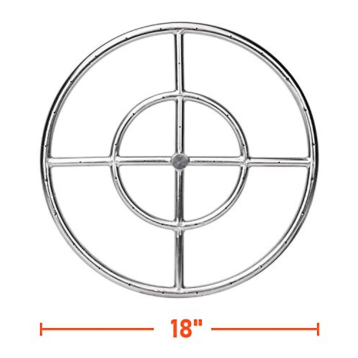 GASPRO 18 Inch Fire Pit Ring Burner, Round Fire Pit Burner for Fire Pit, Natural Gas & Propane Fireplace, 304 Series Stainless Steel, BTU 147,000 Max