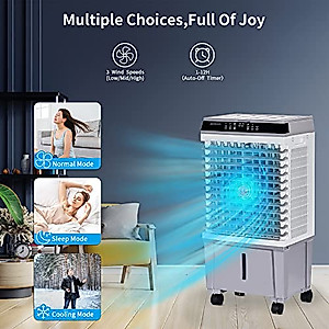 Evaporative Air Cooler, KEGIAN Swamp Cooler with 5.3 Gallon Water Tank, Remote Control, 12 H Timer - Efficient, 3 Modes & Speeds, Humidifying,110° Oscillation,and Portable 3-IN-1 Cooling Fan for Bedroom Home Office