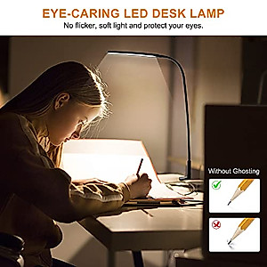 yotutun LED Desk Lamp, Swing Arm Table Lamp with Clamp, Flexible Gooseneck Task Lamp, Eye-Caring Architect Desk Light, 3 Modes 10 Brightness Levels, Memory Function Desk Lamps for Home Office, 12W
