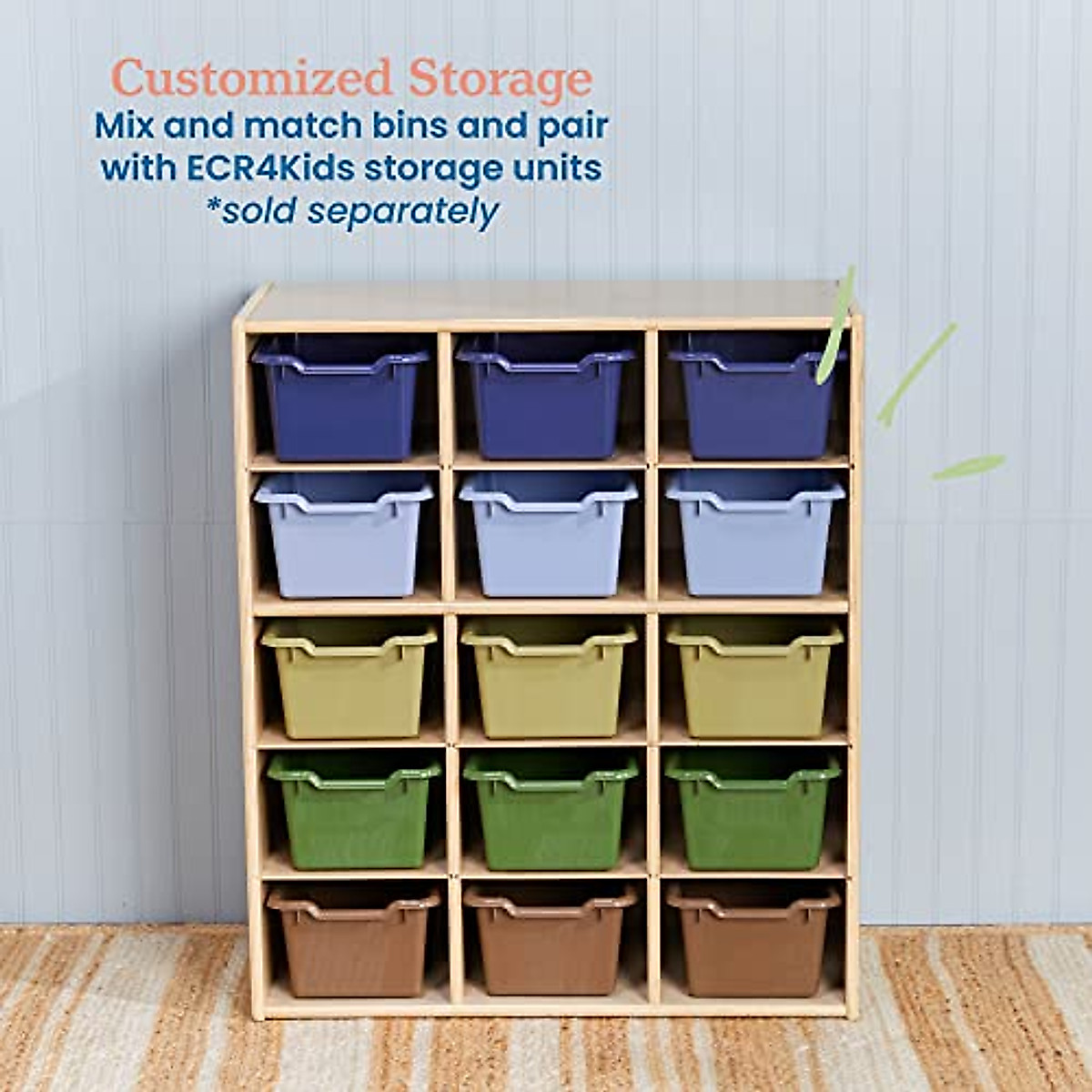 ECR4Kids Scoop-Front Storage Bins, 10-Pack, Powder Blue