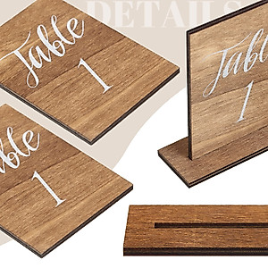 20 Pcs Wedding Wooden Table Wedding Table Numbers with Wooden Base Rustic Wedding Centerpieces for Tables Number Wooden Sign for Banquet Restaurant Party Decor (Classic Style)