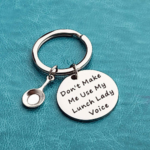 POTIY Lunch Lady Gift Cafeteria Worker Don't Make Me Use My Lunch Lady Voice Keychain Appreciation Gift for Canteen(Lunch)