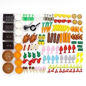 City Food Accessories - Building Block Friends Animals Bricks, People House Kitchen Farm Restaurant MOC Pieces Parts, Classic Party Favors Toys for Boys Girls