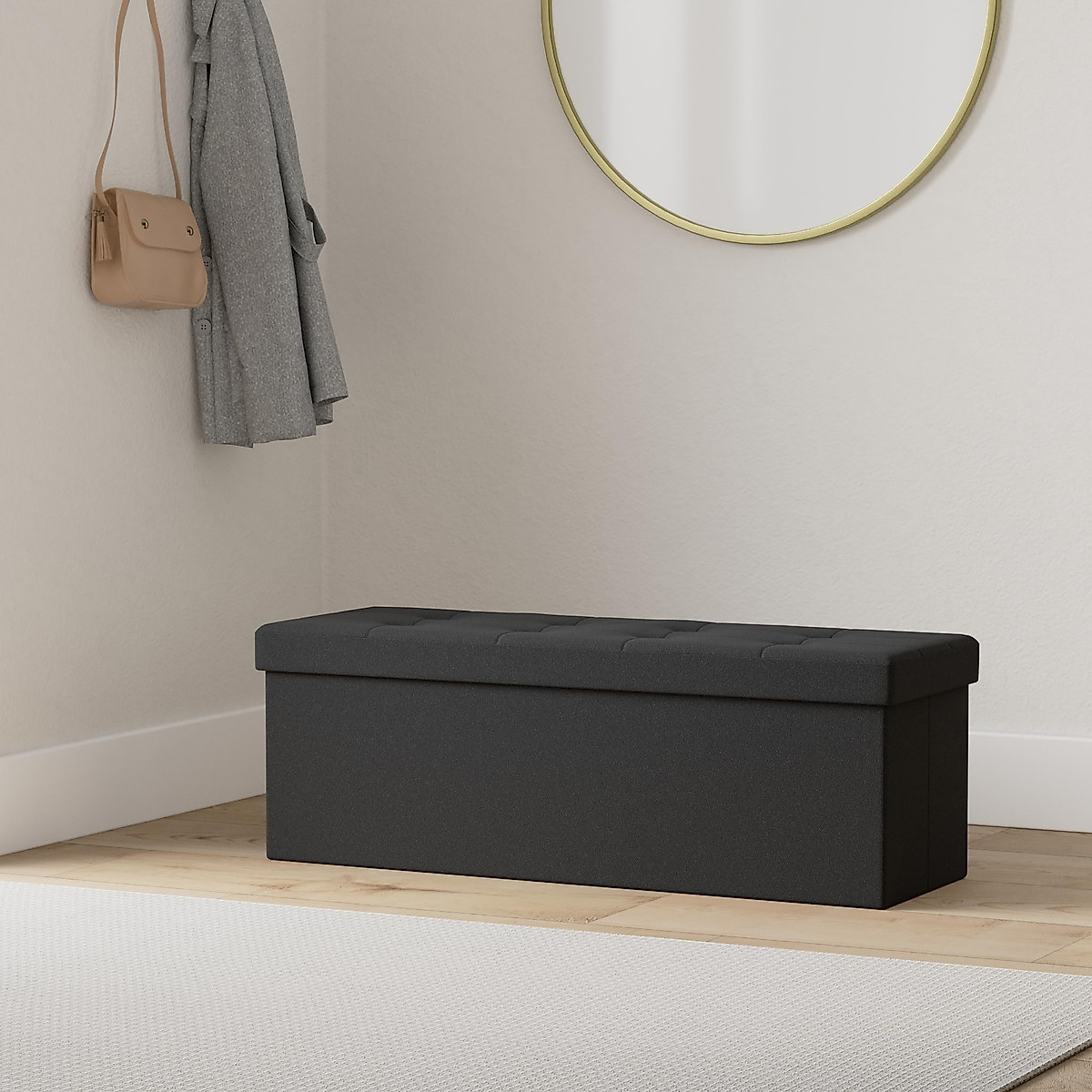 Lifetime Home 43" Folding Storage Ottoman Bench for Living Room, Bedroom, TV Entertainment - Bedroom Bench with Hidden Storage, Foot Rest Stool - 660 Capacity & Holds up to 5.6 Cubic Feet of Storage