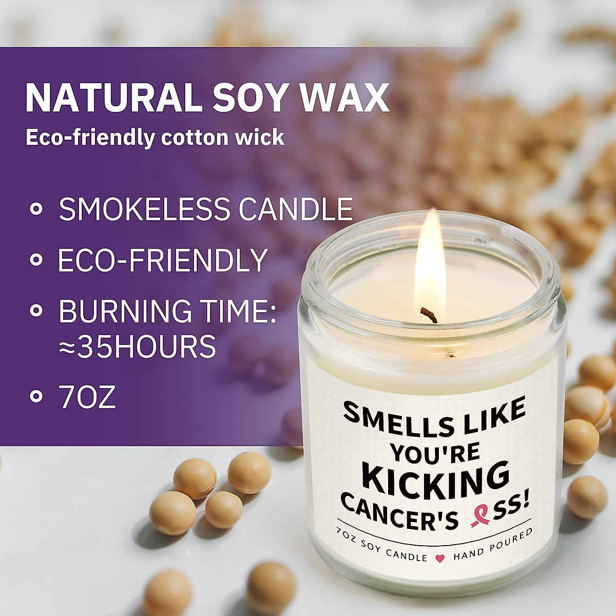 SteadStyle Breast Cancer Gifts for Woman, Chemotherapy Must Haves for Women Lavender Scented Candle, Cancer Care Gifts for Women, Get Well Soon Gifts Fighting Cancer Gifts, Send Love and Strength