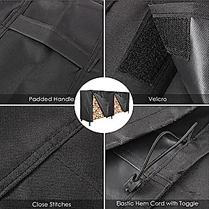 TLGREEN Outdoor Log Rack Cover, 8ft 600D Waterproof, Firewood Rack Cover with Straps and Air Vents, 96L24W42H inches, Fit for 8ft Log Rack，Black