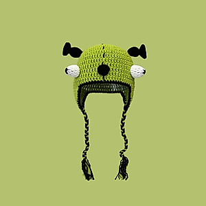 JOYEAR Devil Hat,Crochet Funny Hat,Silly Hats,Cute Cartoon Winter Warm Hat，Suitable for Children and Adults Green