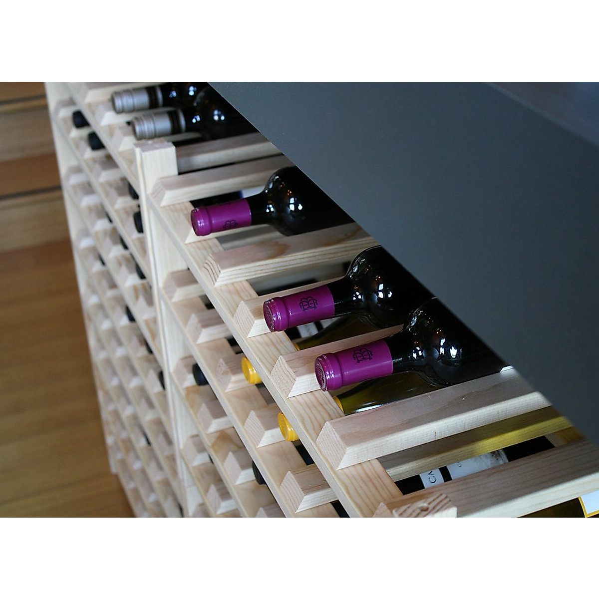 Creekside 48 Bottle Modular Wine Shelves (Pine) by Creekside - Exclusive 12-inch deep design, bottle necks don't stick out! Quality, high grade pine, 12", Pine