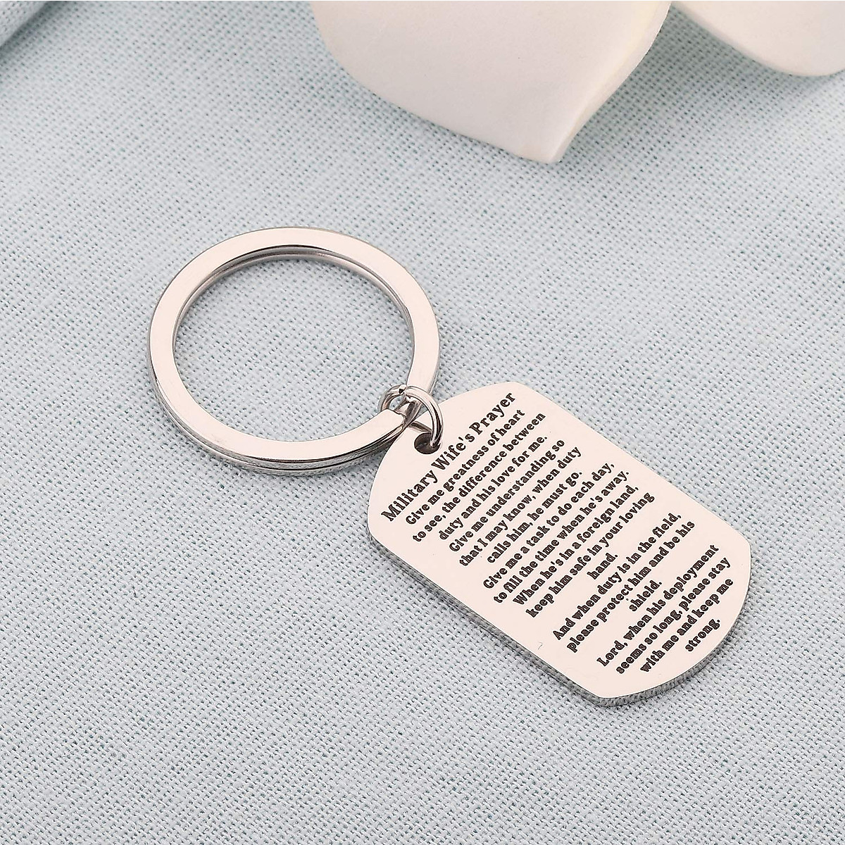 bobauna Military Wife Prayer Keychain Please Stay With Me And Keep Me Strong Deployment Army Gift (military wife's prayer keychain)