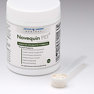 Arthur Andrew Medical, Novequin PET, Digestive Probiotic Formula for Pets, Prebiotics, Probiotics, and Enzymes, Non-GMO, 90 Grams (90 Servings)