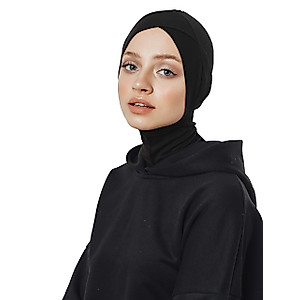 VeilWear Instant Hijab for Headphones and Glasses, Sport Head Scarf, Ready to wear Muslim Accessories for Women (Black)