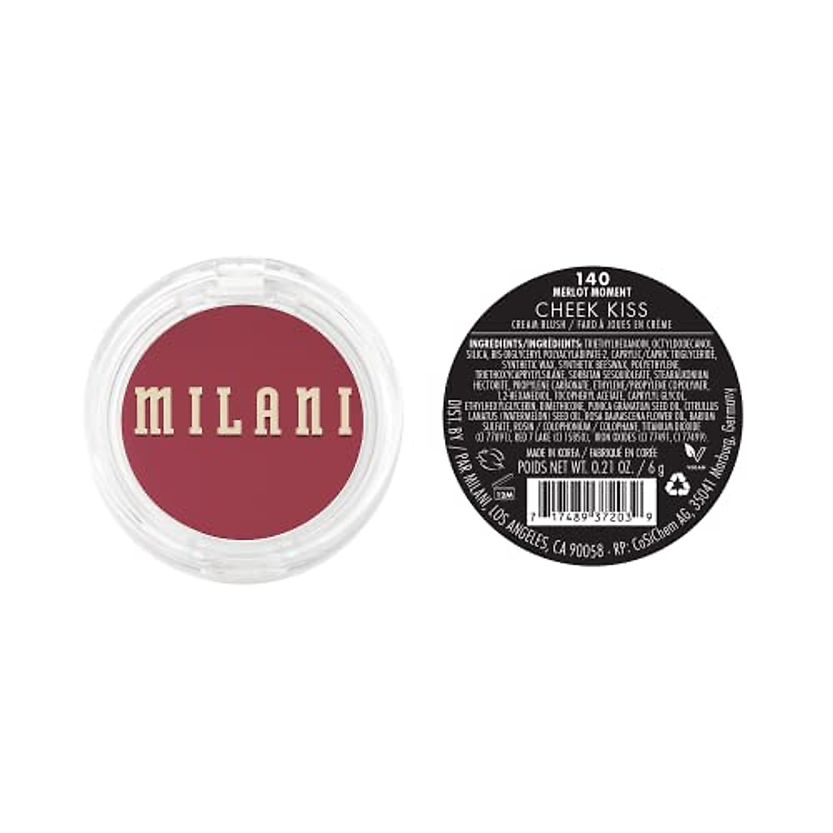 Milani Cheek Kiss Cream Blush- Cream to Gel Blush for Cheek and Lip Tint