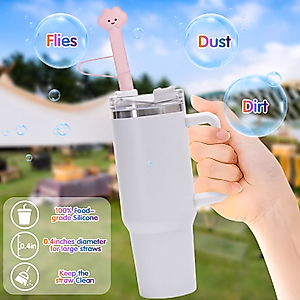 HuLiPaLi 4Pcs Straw Cover for Stanley 30&40 Oz Tumbler, 0.4in Silicone Long Style Cloud Shape Straw Covers Cap Cup Accessories,Dust-Proof Protector Topper Reusable Drinking Tips Lids