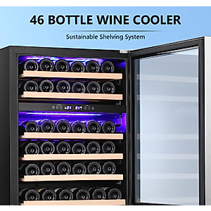 Antarctic Star 24" Wine Cooler Beverage Refrigerator,Under Counter Beer Mini Fridge Built-in Freestanding Stainless Steel Dual-Layer Digital Temperature Control Glass Door