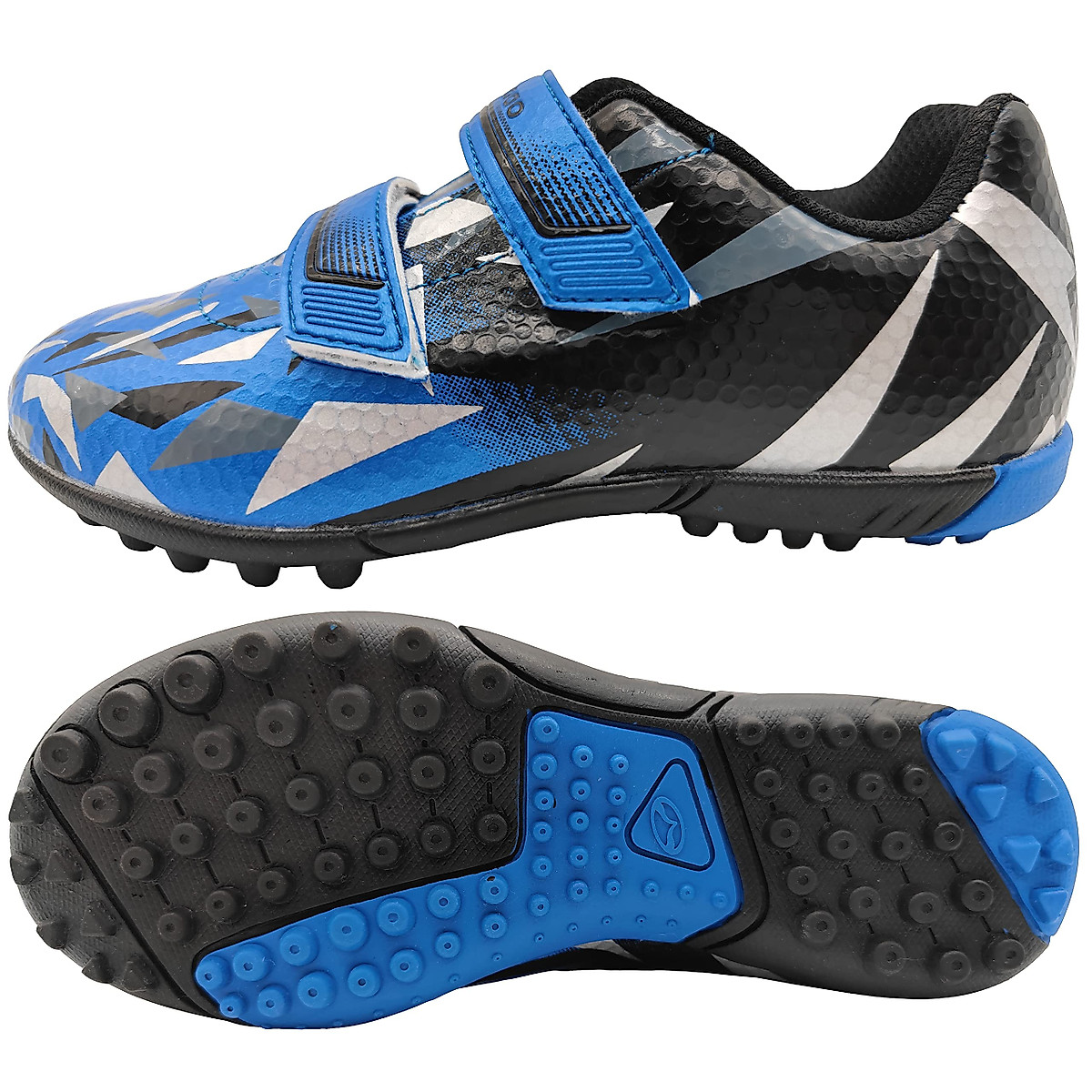 tiebaoGanar Toddler Turf Soccer Shoes Outdoor & Indoor Football Cleats Futsal Sneaker Boys Girls TBG-C76516/Blue-25