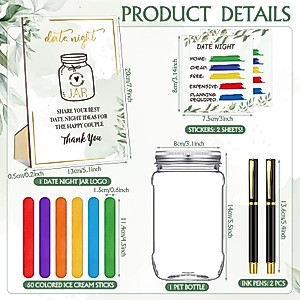 Cinnvoice 66 Pcs Eucalyptus Bridal Shower Games Date Night Game Sign with Holder 19 oz Wish Jar 2 Stickers 60 Colored Wooden Sticks 2 Pens Greenery Bachelorette Games Supplies Couples Newlywed Gift