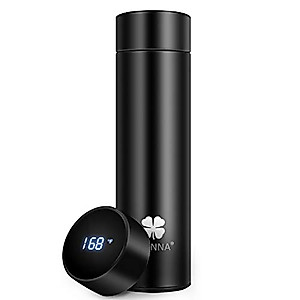 Coffee thermos,Coffee bottle,Tea Infuser Bottle,Smart Sports Water Bottle with LED Temperature Display,Double Wall Vacuum Insulated Water Bottle, Stay Hot for 24 Hrs,Cold for 24 Hrs (black, 16 oz)