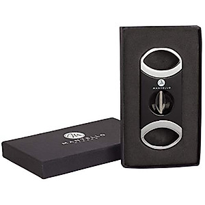 Mantello V-Cut Cigar Cutter Gloss Black in Gift Box