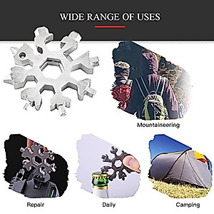 WTWEN 18-in-1 Snowflake Multi-Tool Portable Multitool Screwdriver Bottle Opener Snowflake Wrench with Keyring for Outdoor Camping & Christmas Stocking Stuffers (Black)