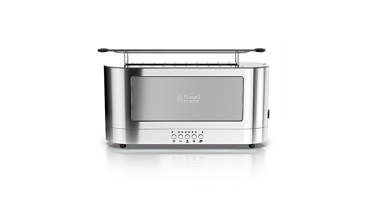 Russell Hobbs TRL9300GYR 2-Slice Glass Accent Long Toaster, Silver ...
