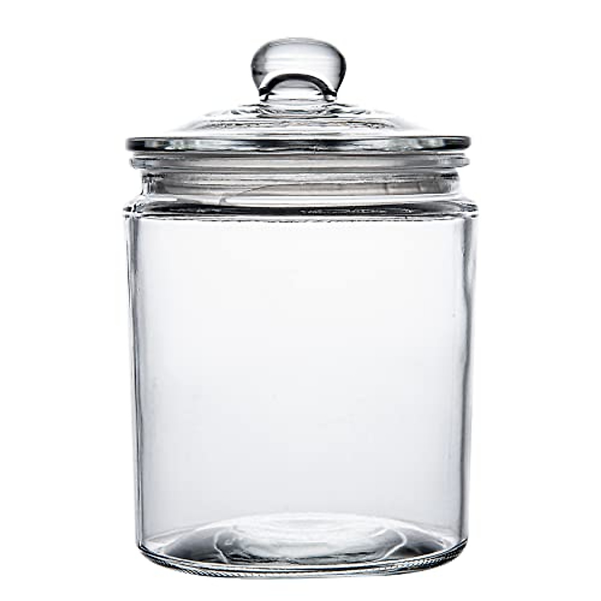 Restaurantware Vetri 0.5 Gallon Glass Storage Jar 1 Dishwashable Glass Cookie Jar - Airtight Seal Wide Opening Clear Glass Candy Jar Knob Handle Lid For Kitchen Laundry Or Storage