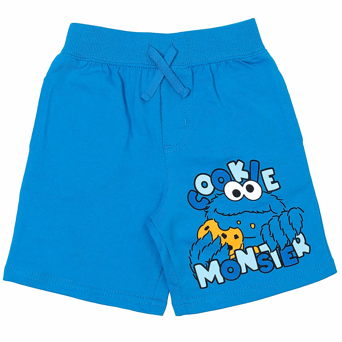 Sesame Street Elmo Cookie Monster Baby Boys French Terry 2 Pack Shorts Blue/Red 12 Months