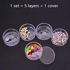 Diarypiece 5Pcs Clear Empty Stackable Plastic Cosmetic Container Pot Jars with Lids for Make Up, Eye Shadow, Nails, Powder, Gems, Beads, Jewelry (25mm high each)