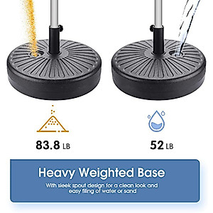 FRUITEAM Water Filled 50LB Patio Umbrella Base, Heavy Duty Plastic Outside Patio Umbrella Stand Pole Holder, 1.49-inch Steel Pole Weighted Market Umbrella Base for 6-9Ft Straight-Pole Garden Umbrella