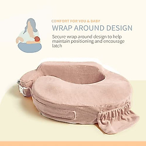 My Brest Friend Deluxe Nursing Pillow for Breastfeeding & Bottle Feeding, Enhanced Posture Support, Double Straps & Removable Extra Soft Slipcover, Soft Rose