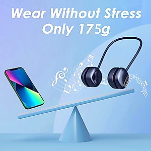 Apatner Portable Neck Fan,Foldable Bladeless Neck Cooler,Wearable Personal Fans with LED Lights,Hand Free Mini Cooling Fan, 2000mAh USB Rechargeable for Outdoor Travel Women(Blue)