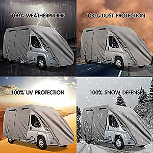 North East Harbor Waterproof Superior Class-B RV Motorhome Cover Fits Length 18'-20' Class B Camper Van/Conversion Vans Zippered Panels Heavy Duty 4 Layer Fabric - 20ft L x 7ft W x 8ft H, gray (CB710)