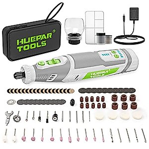 Huepar Tools Cordless Rotary Tool 8V,138pcs Accessories include MultiPro Keyless Chuck, 5 Variable Speed 5000-30000RPM Power Rotary Tool Kit for Dog Nail, Crafting Projects and DIY Creations - RT8