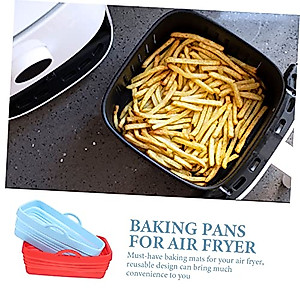 UPKOCH 2pcs Air Fryer Pan Non Stick Baking Pan Silicone Air Fryer Deep Fryer for Home Air Fryer Silicone Rectangular Toaster Oven Pans Silica Gel Silicone Liner for Home Air Fryer Tool