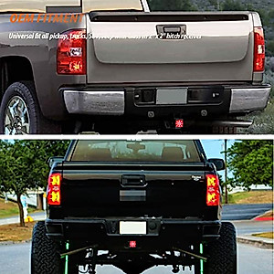 Adiil 2''Size 15-LED Brake Light Trailer Hitch Cover Fit Towing & Hauling，Smoked Lens Tow Hitch Driving & Brake Lamp