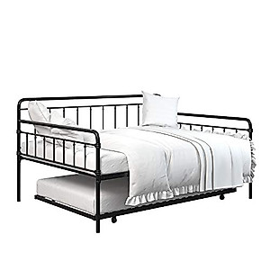 DHP Winston Metal Trundle, Full Size Spfa Bed Frame, Black Daybeds,