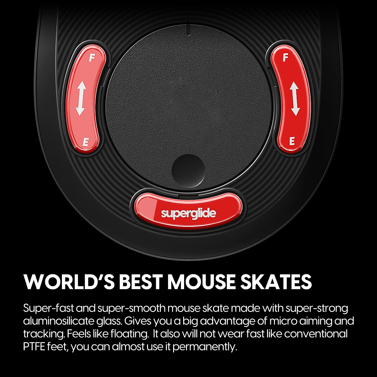 Superglide - Fastest and Smoothest Mouse Feet/Skates Made with Ultra Strong Flawless Glass Super Fast Smooth and Durable Sole for Logitech GPro Wireless [RED] - FE Limited Edition