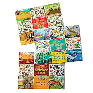 Melissa & Doug Reusable Sticker Pad Bundle - Jungle, Farm & Under the Sea - Art Activities For Kids, Restickable Stickers, Arts And Crafts For Kids Ages 3+