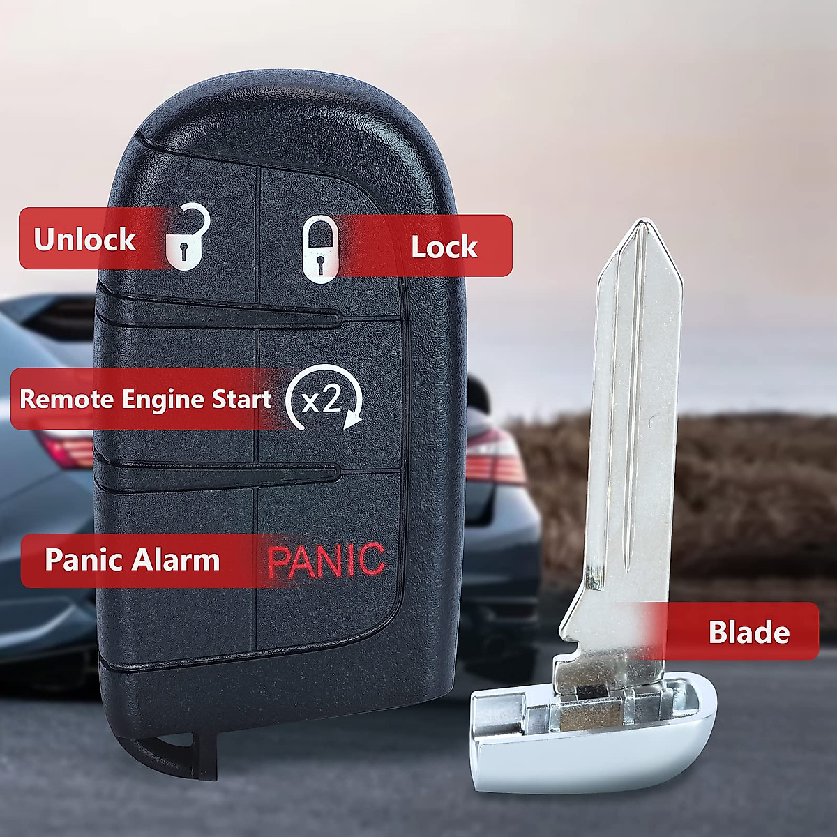 Aichiyu Keyless Entry Smart Remote Car Key Fob M3N-40821302 for Dodge Journey 2011 2012 2013 2014 2015 2016 2017 2018 2019 2020 Durango 2014-2022 4 Buttons 433Mhz ID46 Chip 68066350