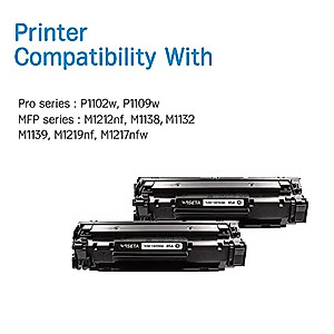 WISETA 85A P1102W CE285A Toner Cartridges for HP 85A Black Laserjet CE285A Toner Cartridges to Compatible with Laserjet Pro HP P1102W P1109W M1217NFW M1212NF Printer Ink Cartridge(2 Black)